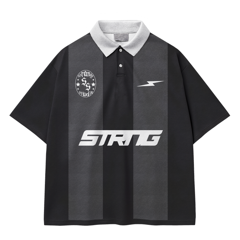 BLACK JERSEY POLO – STRANGE STUDIO